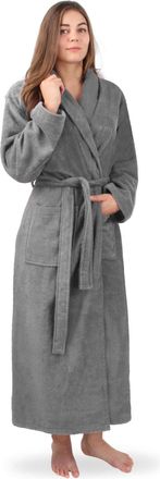 Normani Extra langer Baumwoll-Bademantel | Weicher Sauna-Bademantel mit Frottee für Damen - Öko Tex 100 - Premium Qualität Farbe Grau Größe 5XL