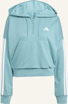adidas Essentials 3-Streifen French Terry Quarter-Zip Hoodie blau