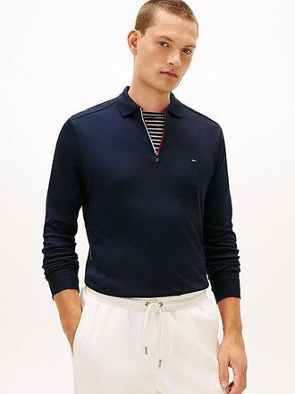 Tommy Hilfiger Polo coupe standard zippé à drapeau brodé