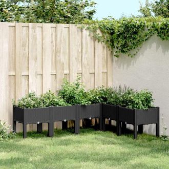 vidaXL Jardinière avec pieds noir 160x120x42 cm pp Vidaxl