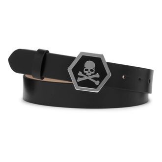 Philipp Plein Femme, Accessoires, Noir, Taille: 70 CM Leather Belt Skull