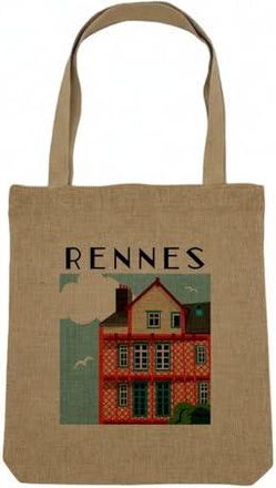 Fabulous Sac Shopping Tote Bag Aspect Lin - Rennes Architecture France Ville Moyen-Age - Sac de Courses Toile Epaisse 360g Beige Naturel Cabas Port&eacute; Epaule Sol