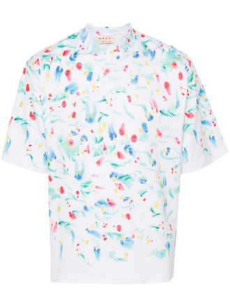 Marni t-shirt en coton &agrave; effet taches de peinture - Blanc