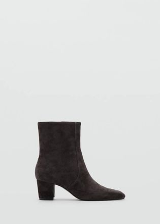 Mango Bottines daim talon bloc gris chin&eacute; fonc&eacute; - Femme - 35 - MANGO