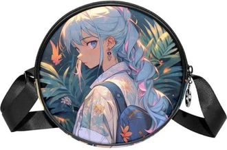 Generic Sac &agrave; bandouli&egrave;re Circle pour femme, petit sac &agrave; bandouli&egrave;re avec fermeture &eacute;clair, bretelles r&eacute;glables, sac &agrave; main rond d&eacute;contract&eacute; pour femmes et fi