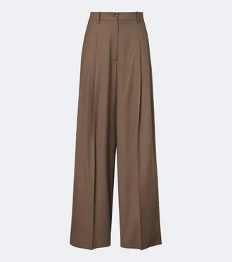 Ralph Lauren Collection Pantalon ample Clarice en laine m&eacute;lang&eacute;e