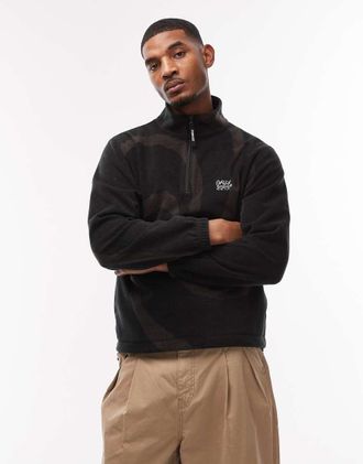 Parlez Clothing Chevy - Polaire &agrave; col zipp&eacute; et motif tourbillon - Noir