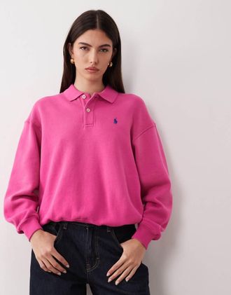 Polo Ralph Lauren Rugby-Sweatshirt in Rosa mit Markenlogo
