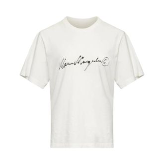 Maison Margiela Logo Baumwoll-T-Shirt - - Tops - Damen - Wei&szlig; - S