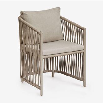 Sklum Sklum - Chaise de salle à manger avec accoudoirs en aluminium et corde tressée Sophie Moka Brown