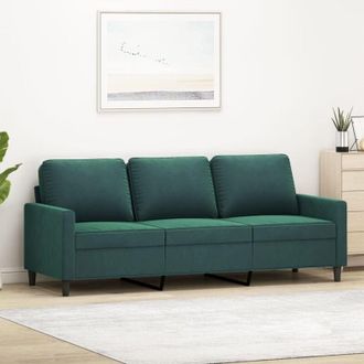 vidaXL Vidaxl - Canap&eacute; droit 3 places vert fonc&eacute; 180 cm en velours - Design moderne et confortable - Cadre en m&eacute;tal robuste - Id&eacute;al pour salon