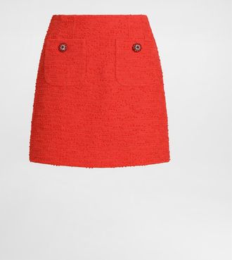 Dolce & Gabbana Minirock Aus Tweed Mit Schmuckkn&ouml;pfen - Frau Unterw&auml;sche Orange 46