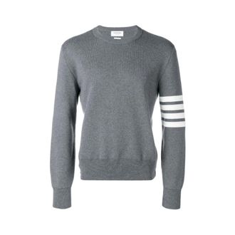 Thom Browne Homme, Pulls, Gris, Taille: XL Pull ras du cou en maille Milano
