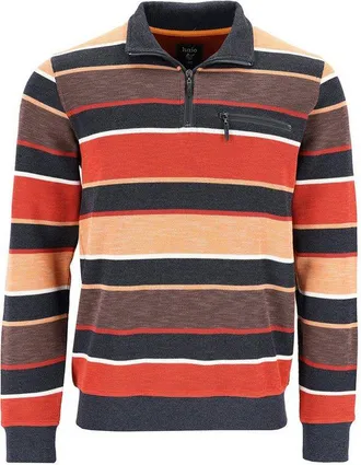 Hajo Sweatshirt Troyer-Sweatshirt mit Streifen in Flammengarn