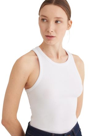 Mavi Damen Tank TOP T-Shirt, White, L