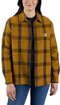 Carhartt Work in Progress Chemise à carreaux ample en sergé à manches longues pour homme, Marron, Taille XS