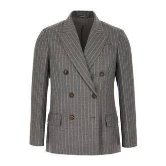 Brunello Cucinelli Bestickter- zweireihiger Blazer - - Jackets - Damen - Grau - XL