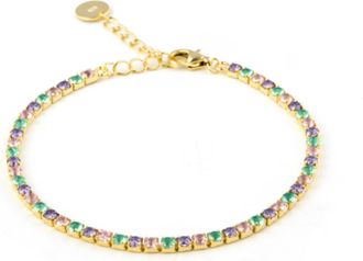 Luxenter 925 Sterling Silber Armband mit mehrfarbigen Zirkonia in 18K Gelbgold - Tahu