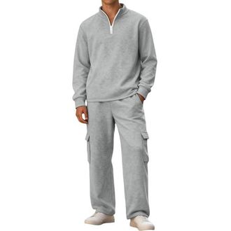 Generic Surv&ecirc;tement De Sport Pour Hommes, Sweat &Agrave; Capuche &Agrave; Manches Longues Et Pantalon Ensemble De 2 Pi&egrave;ces, Baggy Et Confortable, Tenue De Jogging Decontrac
