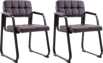 Clp 2er Set Besucherstühle Canada B Mit Polsterung Und Kunstlederbezug I Wartezimmerstühle Mit Armlehne Und Metallgestell, Farbe:braun