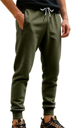 Generic Pantalon de surv&ecirc;tement &agrave; revers pour homme avec cordon de serrage pour salle de sport et salon - Coupe confortable - Port quotidien avec poches zipp&eacute;