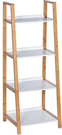 WENKO Regal Finja aus Bambus mit 4 Etagen - Badregal, Wohnregal, Bambus, 43 x 112 x 36 cm, Braun, 112 x 36 x 43 cm