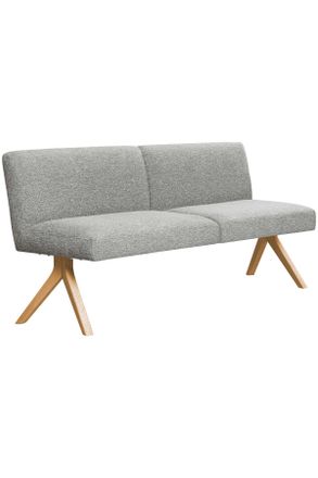 Linea Natura Sitzbank, Hellgrau, Holz, Textil, Eiche, vollmassiv, 160x85x69 cm, Esszimmer, B&auml;nke, Sitzb&auml;nke