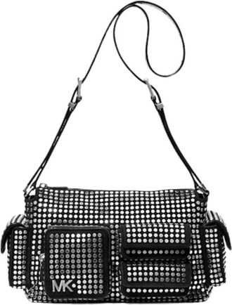 Michael Kors Femme, Sacs, Noir, Taille: ONE Size Dakota Medium Studded Suede Shoulder Bag