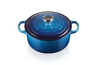 LE CREUSET Le Creuset Cocotte Signature en Fonte Émaillée avec Couvercle, 24 cm, Ronde, 4,2 L, 4,305 kg, Azure, 21177242202430