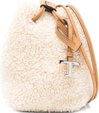 Tod's Beuteltasche aus Shearling - Nude