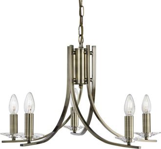 Searchlight Searchlight - Lustre de plafond ascona 5L laiton antique 5 branches avec verre transparent E14 max 5x60w diam&egrave;tre 62cm