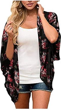 Generic Cardigan floral l&eacute;ger pour femme - Cardigan d&eacute;t&eacute; d&eacute;contract&eacute; ouvert sur le devant - Tendance - Imprim&eacute; - Couverture de plage - Vacances - Voyage - Car