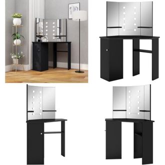 vidaXL Vidaxl - Eck-Schminktisch mit led Schwarz 111x54x141,5 cm - Schminktisch - Kosmetiktisch - Eck-Schminktisch - led Beleuchtung - Spiegel - Home &