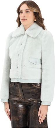 Patrizia Pepe Femme, Vestes, Gris, Taille: 36 FR Veste Courte et Moelleuse