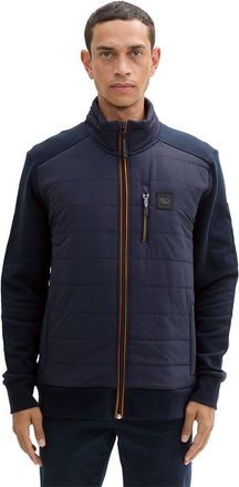 Tom Tailor Herren 1044876 Hybride Sweatshirt-Jacke mit Stehkragen, 10668-sky Captain Blue, S