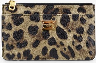 Dolce & Gabbana Hammered leather card holder with animal print - DOLCE & GABBANA - gender_Woman