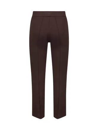 Blanca Vita Womens Coffee Stretch Jersey Trumpet Trousers Brown Viscose