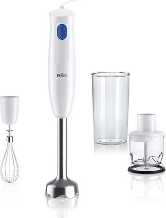 Braun Stabmixer MultiQuick 1 MQ 10.202 M - Elektrischer Stabmixer mit Edelstahl-Mixfuß und EasyTwist System, 3-teiliges Zubehör-Set, 450 Watt, Weiß