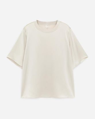 Arket T-Shirt Aus Seidensatin -Wei&szlig;