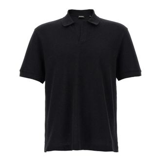 Ermenegildo Zegna Homme, Tops, Noir, Taille: 2XL Polo en piqué de coton et cachemire