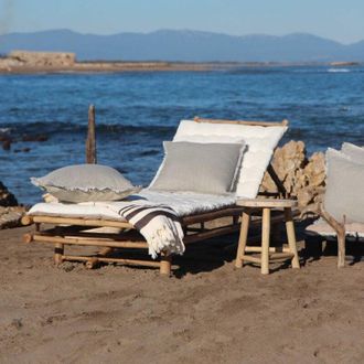 HOME MAISON Matelas bain de soleil matelass&eacute; coton lav&eacute; Taupe 65x200 cm