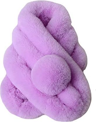 Lina & Lily Écharpe Femme Hiver Tour de Cou avec Pompon en Fausse Fourrure (Lavande)