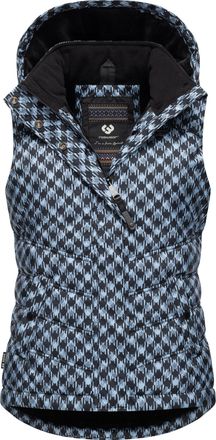 Ragwear Damen ärmellose Outdoorweste warme wasserdichte und atmungsaktive Winterjacke mit angesagtem Hahnentritt Muster und Abnehmbarer Kapuze Hesty Print YOU