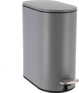 Tendance Abfalleimer Metall oval 5l fallbremse Pedal Edelstahl - grau