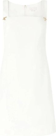 Genny Femme, Robes, Blanc, Taille: 36 FR Robe à encolure carrée ornée de strass