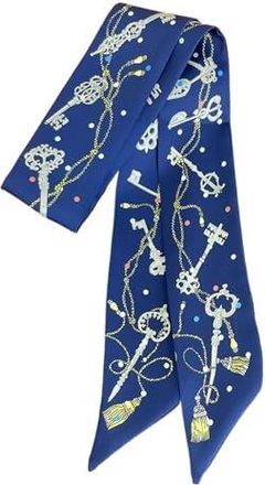 Generico Ruban &eacute;charpe en soie florale europ&eacute;enne, accessoire d&eacute;coratif pour poign&eacute;e de sac &agrave; main pour femme, bleu, 90X5CM