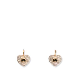 Valentino Garavani Femme, Accessoires, Beige, Taille: ONE Size Boucles dOreilles en Cristal avec Fermoir Crochet et Vlogo