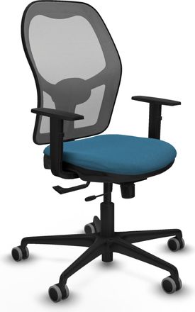 Piqueras y Crespo B&uuml;rostuhl mit 1D-Armen, h&ouml;henverstellbare Lendenwirbelst&uuml;tze, ausgestattet mit Syncro/Traslack und injiziertem Schaumstoff, Grau/Petrolgr&uuml;n