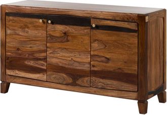 Massivmoebel24 Sideboard Sheesham 140x45x80 dunkelbraun lackiert ancona 221