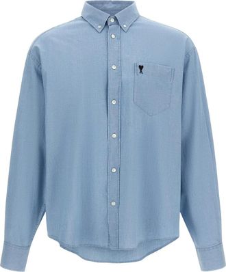 Ami Homme, Chemises, Bleu, Taille: M Chemise en coton Oxford effet denim